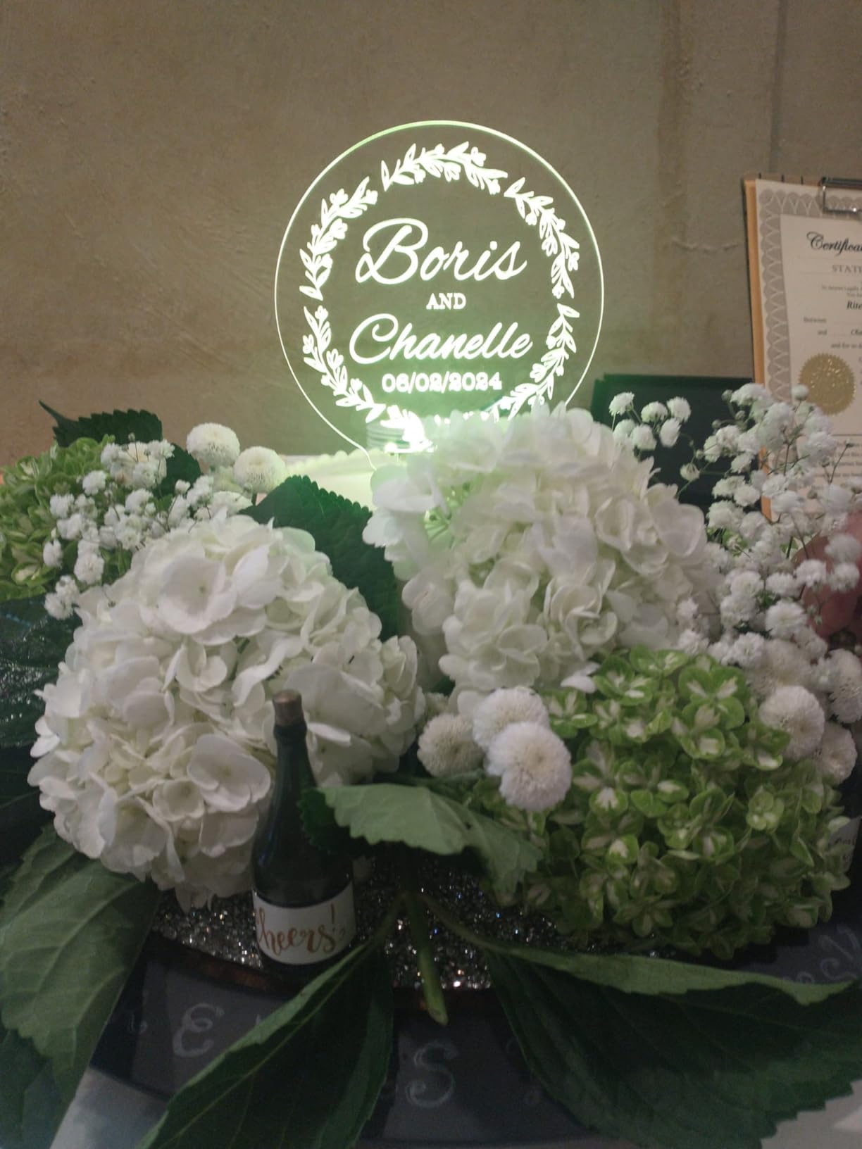 Amazon.com: LED Personalized Wedding Cake Toppers 7 Colour Changes ...