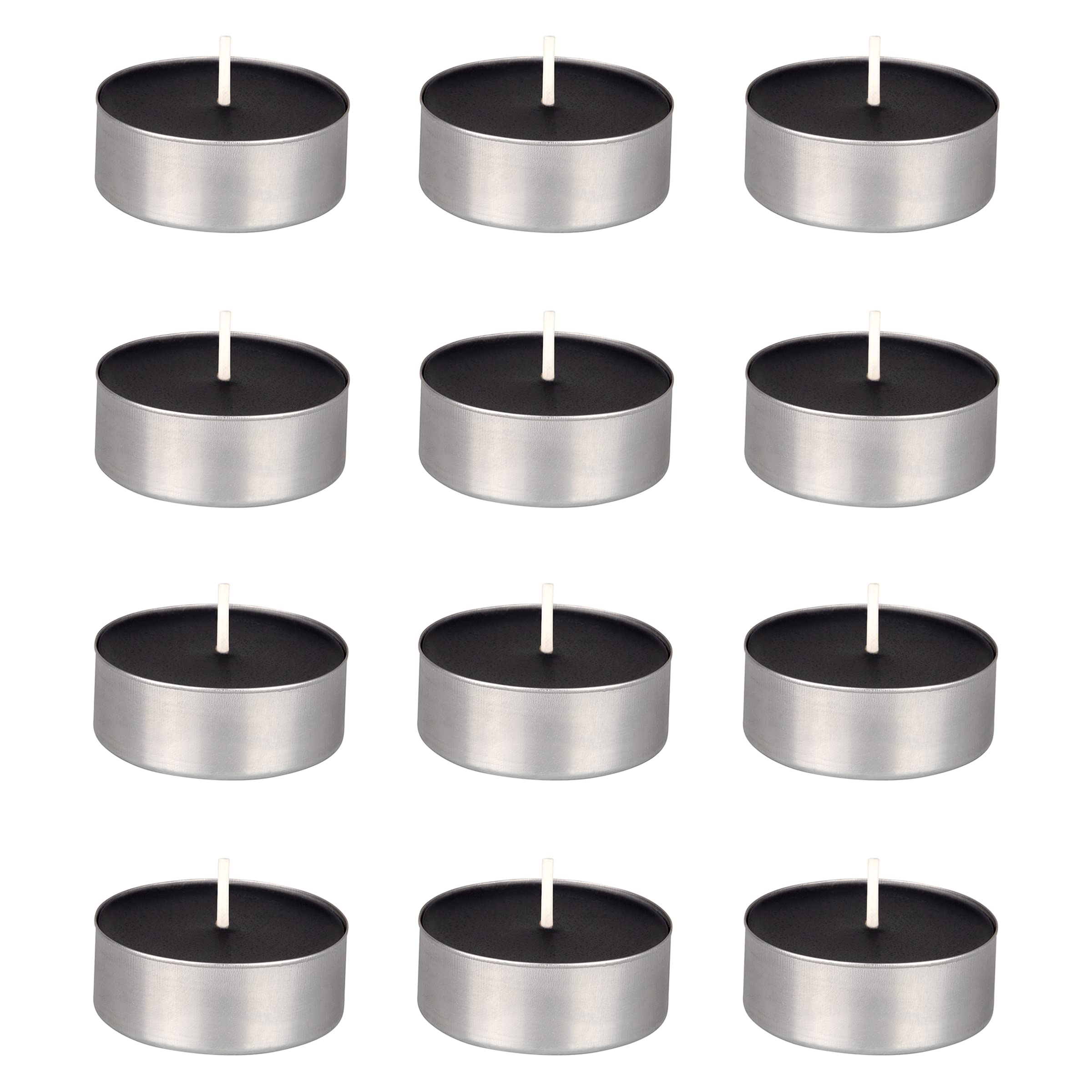 Amazon.com: Mega Candles 12 pcs Unscented Oversize Black Tea Lights ...
