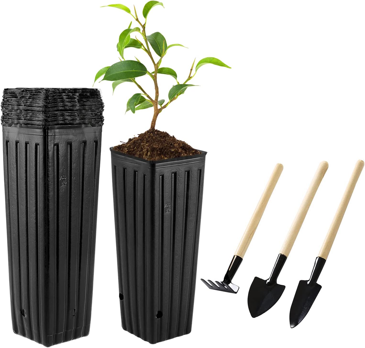 Amazon.com: Hzloyat 20 Pcs Plastic Deep Nursery Pots,9.8" Tall Tree ...