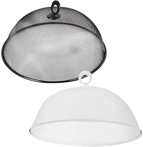 IMIKEYA Stainless Steel Mesh Food Cover Dome, 2pcs Metal Food Tent Umbrella Round Splatter ...