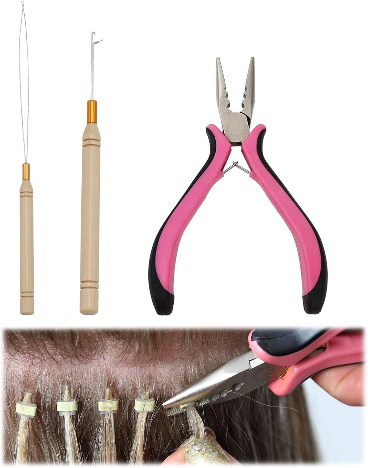 Hair Extension Pliers,3 Piece Professional Hair Extension Kit,Hair ...