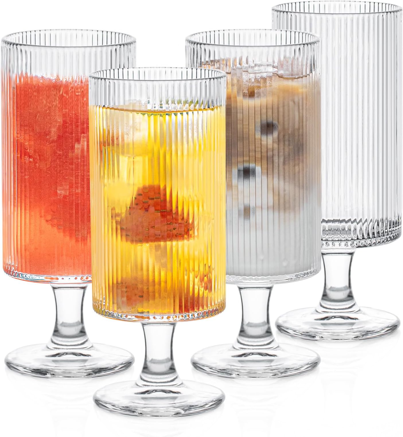 Amazon.com | GLASSIQUE CADEAU Vintage Art Deco Ribbed Goblet Cocktail ...