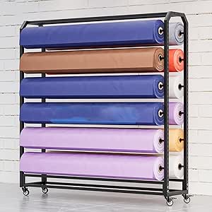 Amazon.com: Commercial Fabric Roll Storage Rack with Adjustable Hanging ...