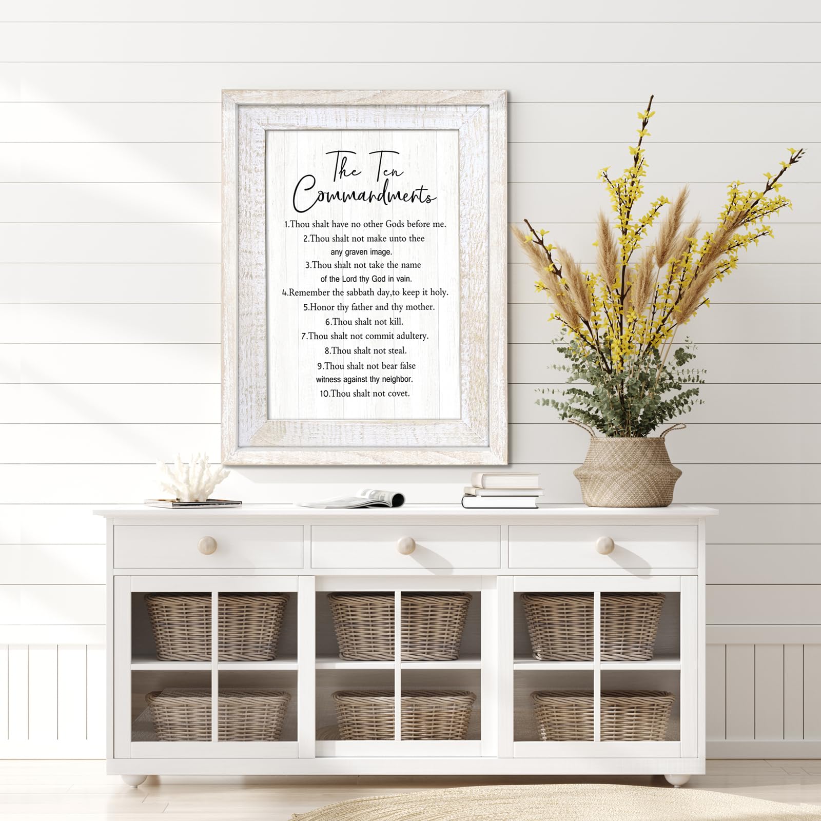 Amazon.com: Framed The Ten Commandments Wall Art Decor Bible 10 ...