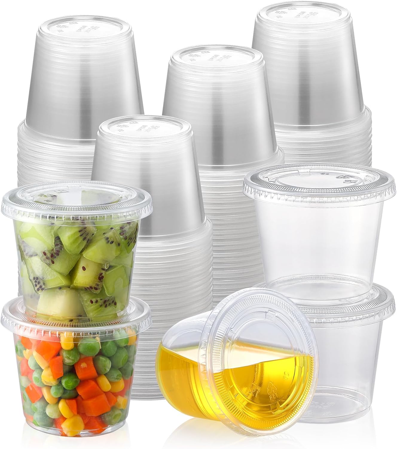 AOZITA [55 Sets - 5.5 oz Portion Cups With Lids, Jello Shot Cups, Small ...