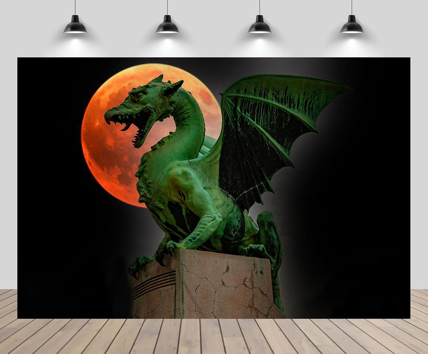 Amazon.com : chnywork 6x4ft Dragon Statue Backdrop Night Scenery Blood ...