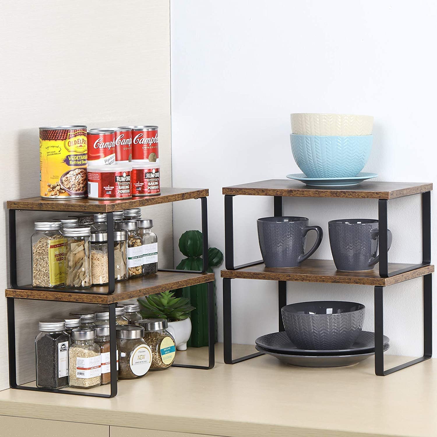 Snapklik.com : Kitchen Cabinet And Counter Shelf Organizer, Shelf Riser ...
