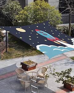 Amazon.com : Lsrtoss Sun Shade Sail 6.5'x10', Cartoon Rocket Rectangle ...