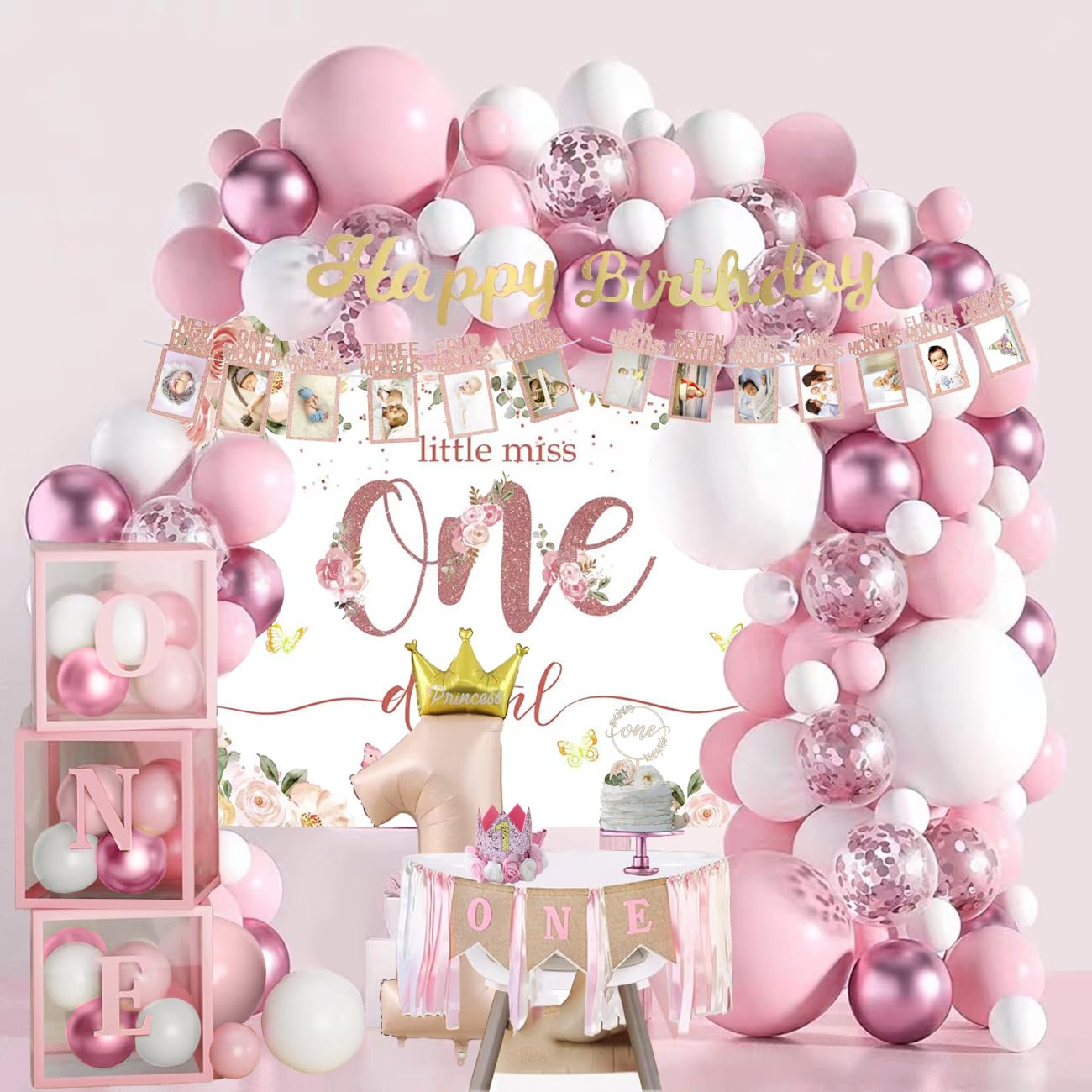 Amazon.com: Baby Girl First Birthday Decorations,Baby 1st Birthday ...