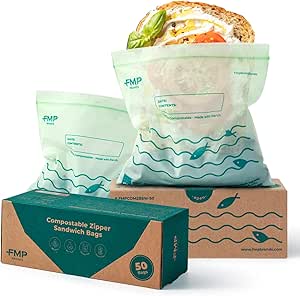 Amazon.com: Fit Meal Prep 50 Pack 100% Compostable Sandwich Bags, 6.5 x ...