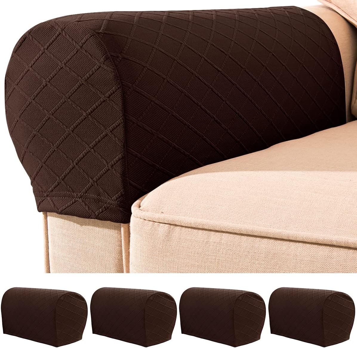 4Pcs Armrest Covers Arm Rest Covers Set Stretch Couch Arm Covers Anti ...