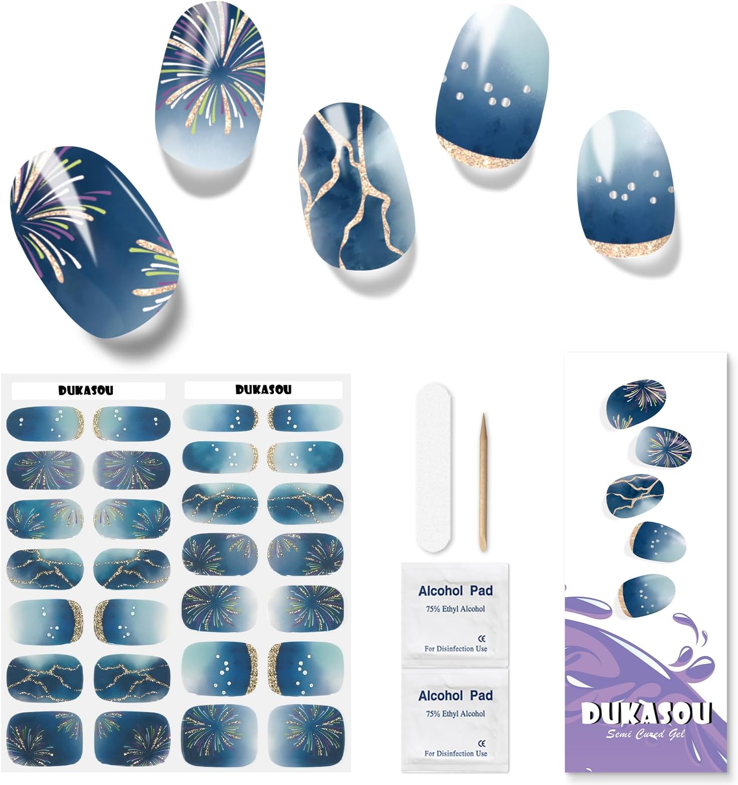 Amazon.com: AutyaMee Semi Cured Gel Nail Strips (Black Cat Eye)-20 PCS ...