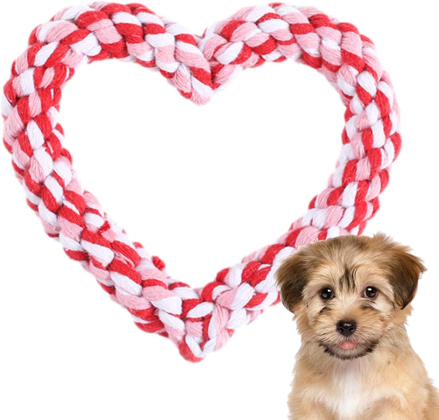 SHWING Heart Rope Dog Toy | Chew Toys for Dogs,Valentine's Day Heart ...