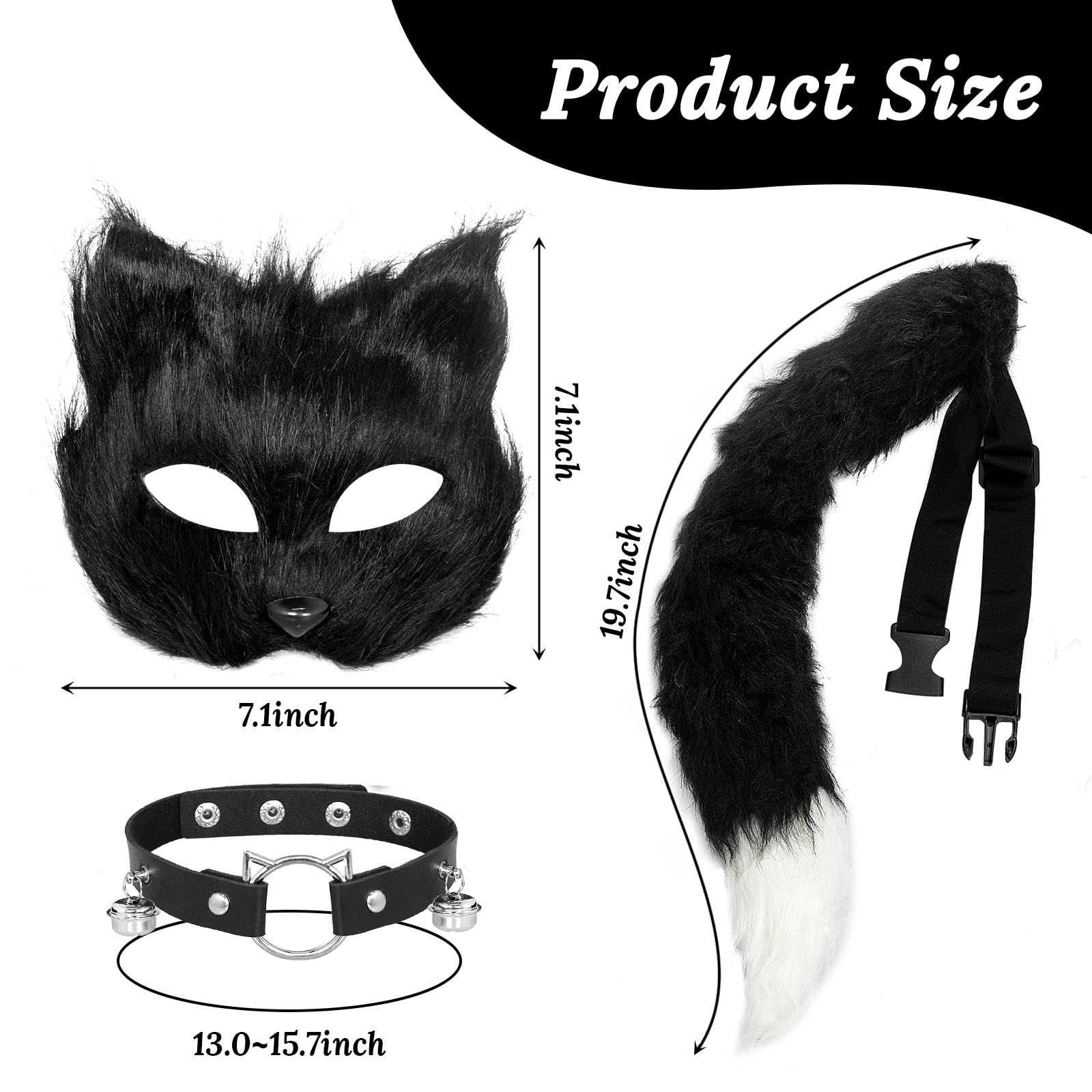 Grantop 3 Pcs Furry Mask Set, Furry Therian Mask And Therian Tail ...