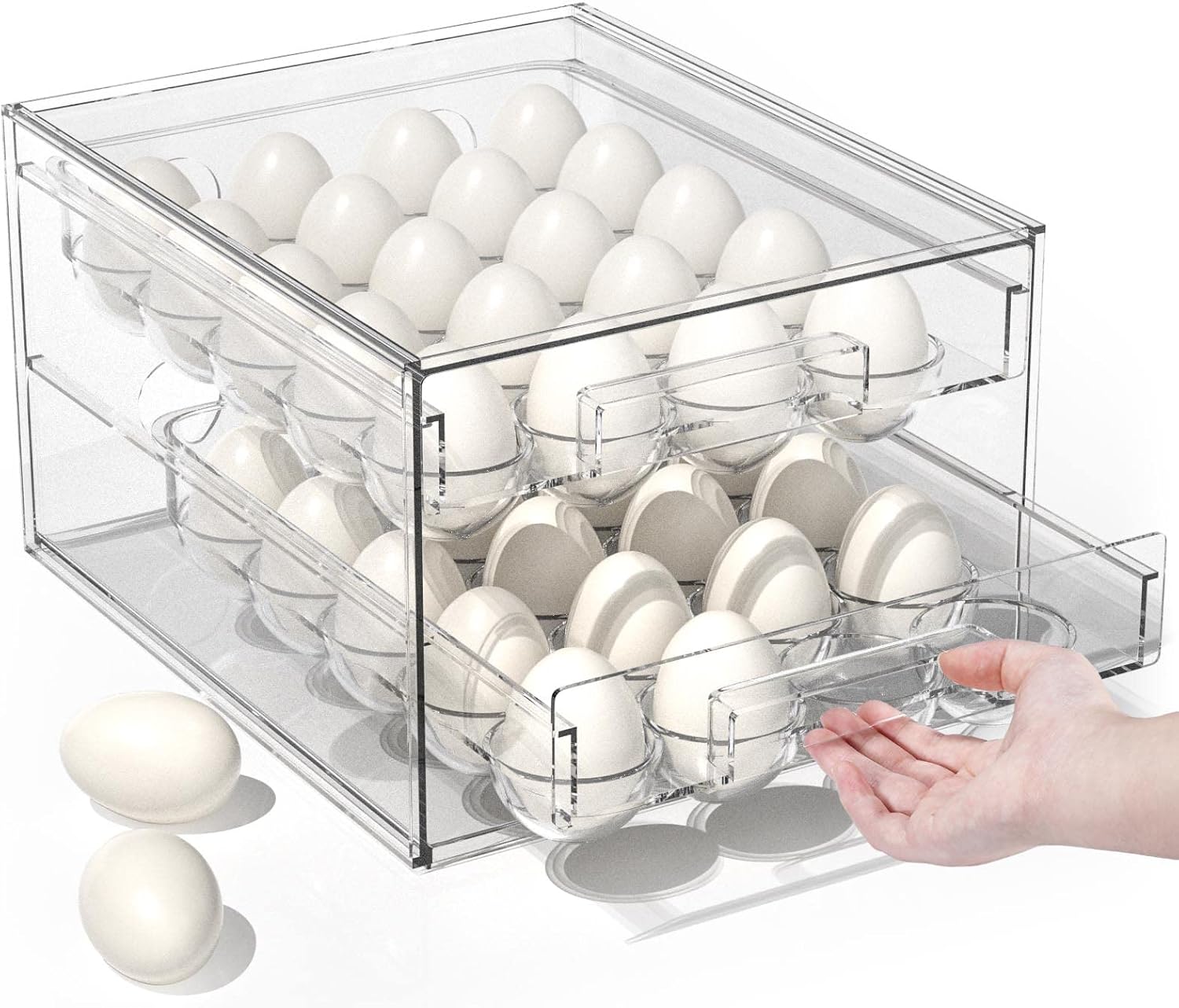 Amazon.com: AYOTEE 40 Grid Large Capacity Egg Holder for Refrigerator ...