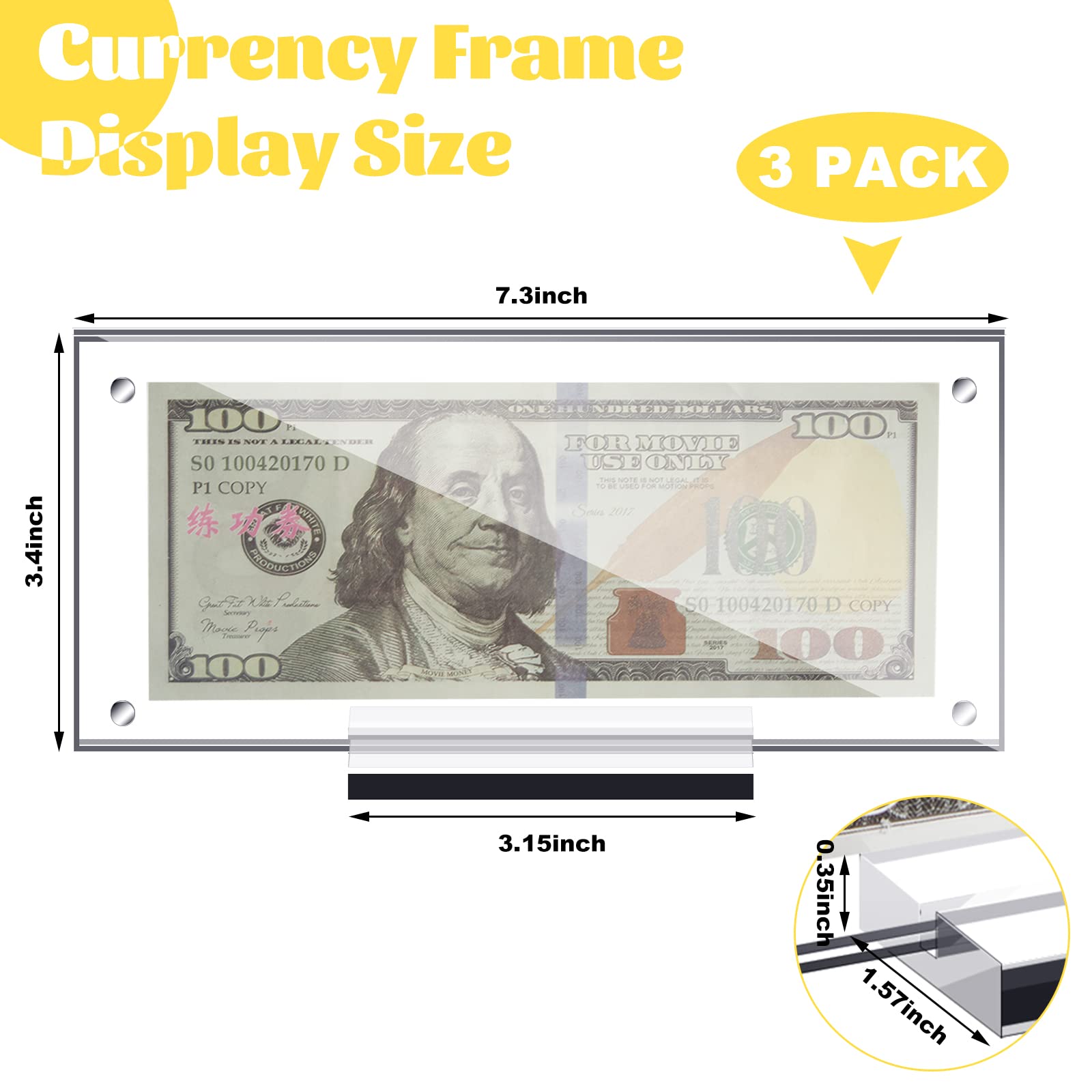 Snapklik.com : Dollar Bill Holder Acrylic Display Dollar Case Currency ...