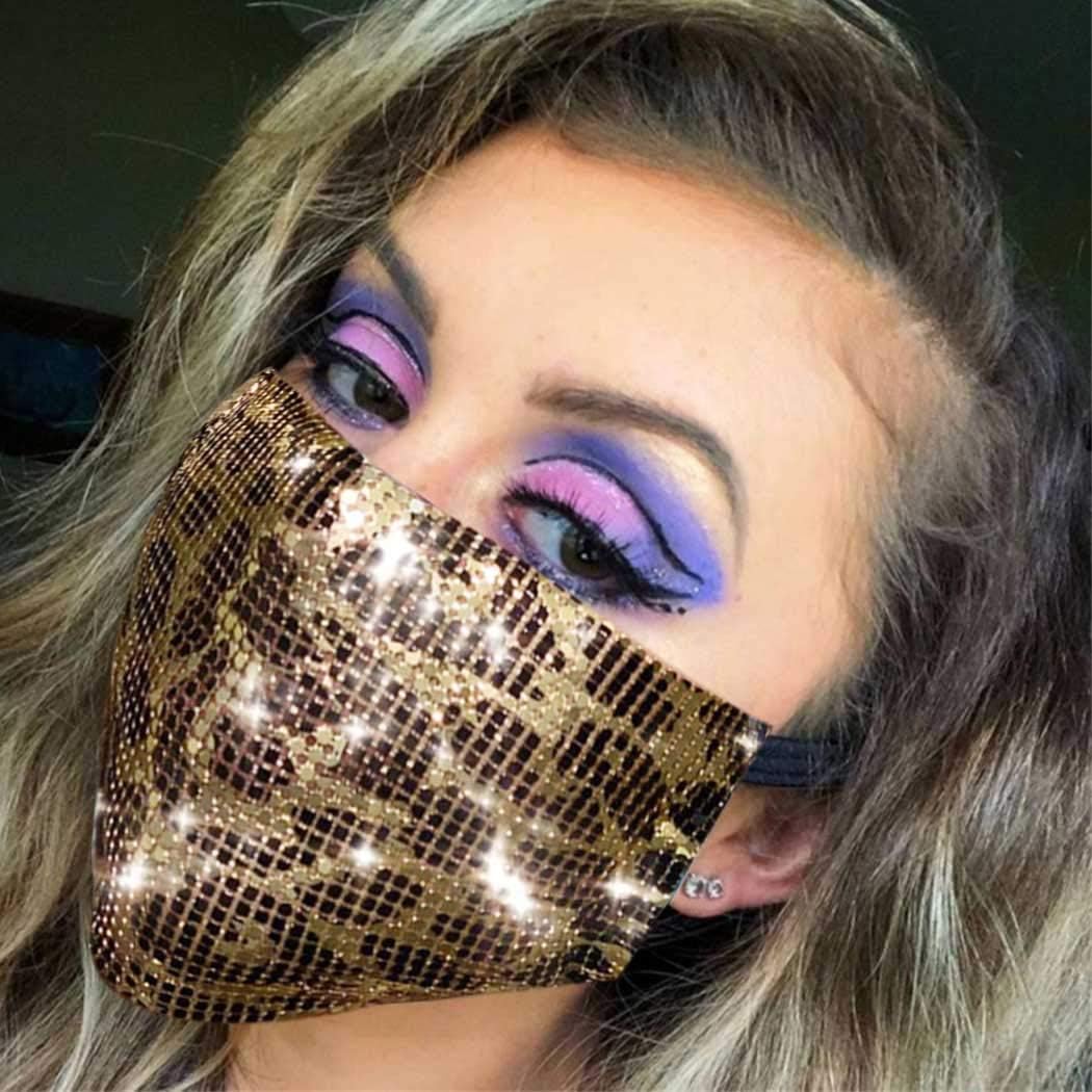 Amazon.com: Urieo Bling Sequins Face Masks Glitter Sequin Mask Leopard ...