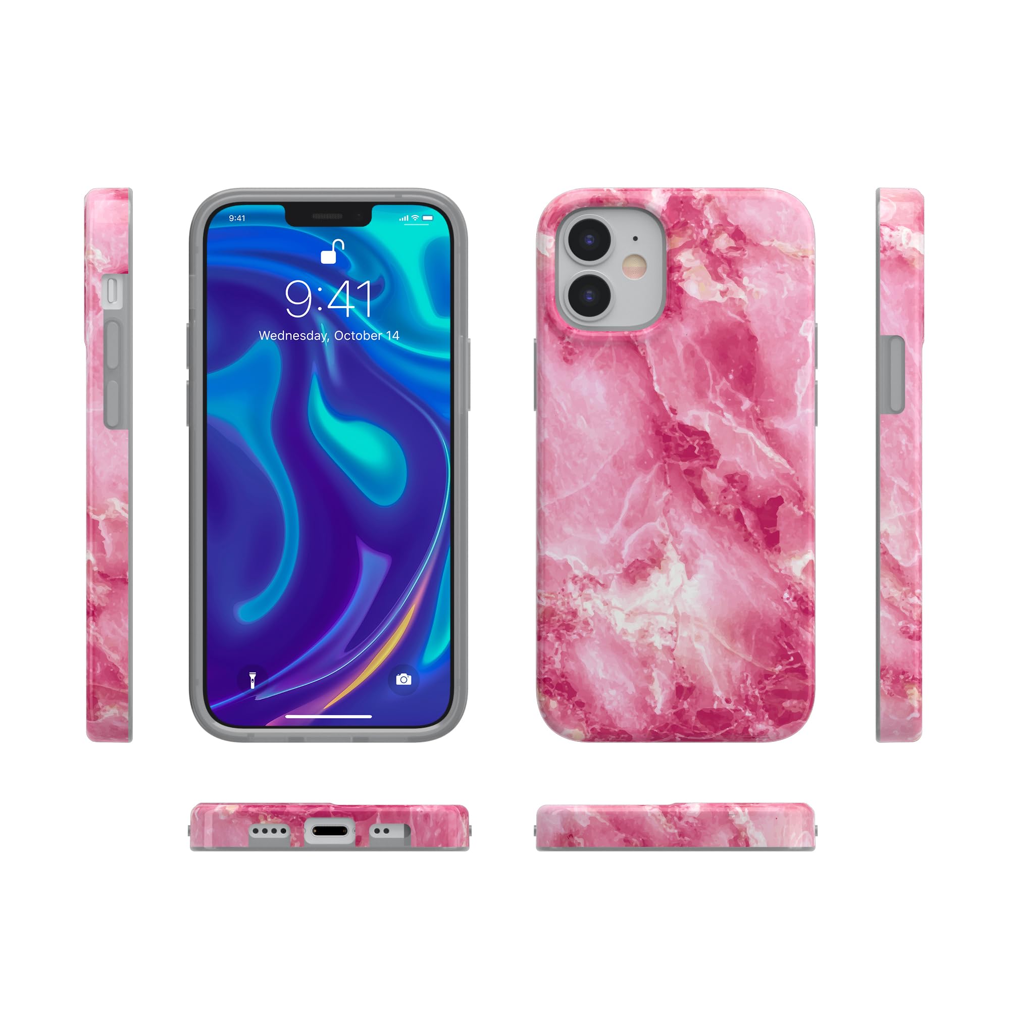 Snapklik.com : iPhone 12 Mini Case Pretty In Pink Hot Pink Marble ...