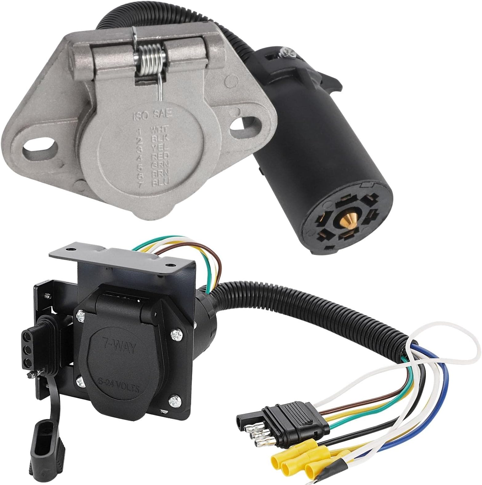 Amazon.com: MECMO Multi-Tow 4 Flat to 7 and 4 Trailer Adapter + 7 RV ...