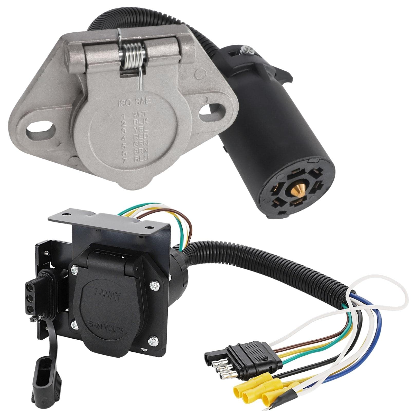 Amazon.com: MECMO Multi-Tow 4 Flat to 7 and 4 Trailer Adapter + 7 RV ...