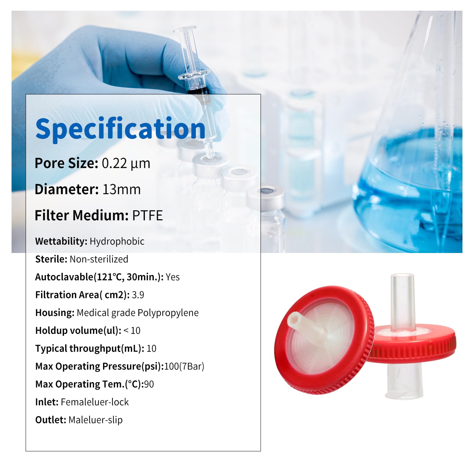 Snapklik.com : Zoomto Syringe Filters Hydrophobic PTFE Membrane 100PCS ...