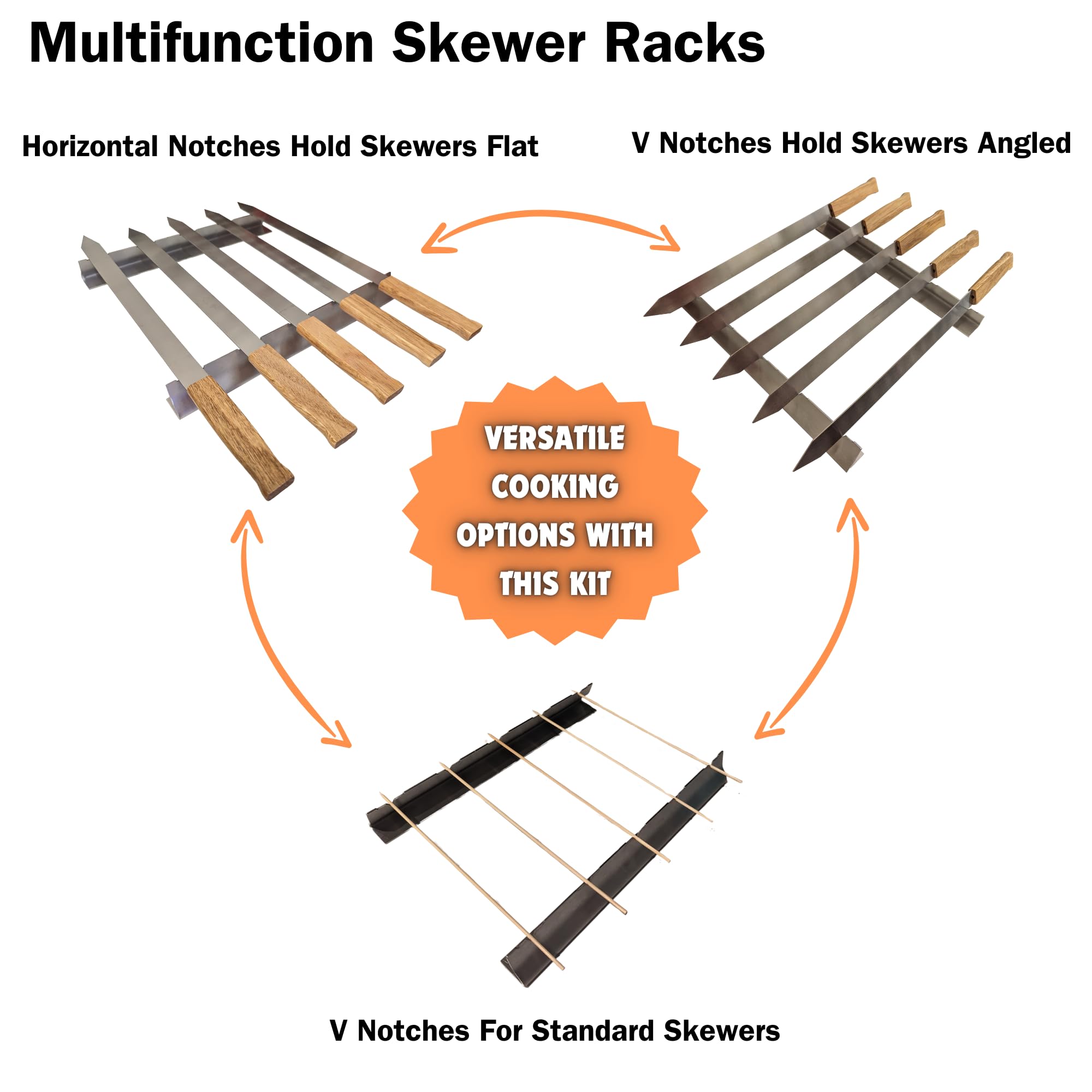 Snapklik.com : Stainless Steel Kebab Sword Grill Skewers, Holder Racks ...
