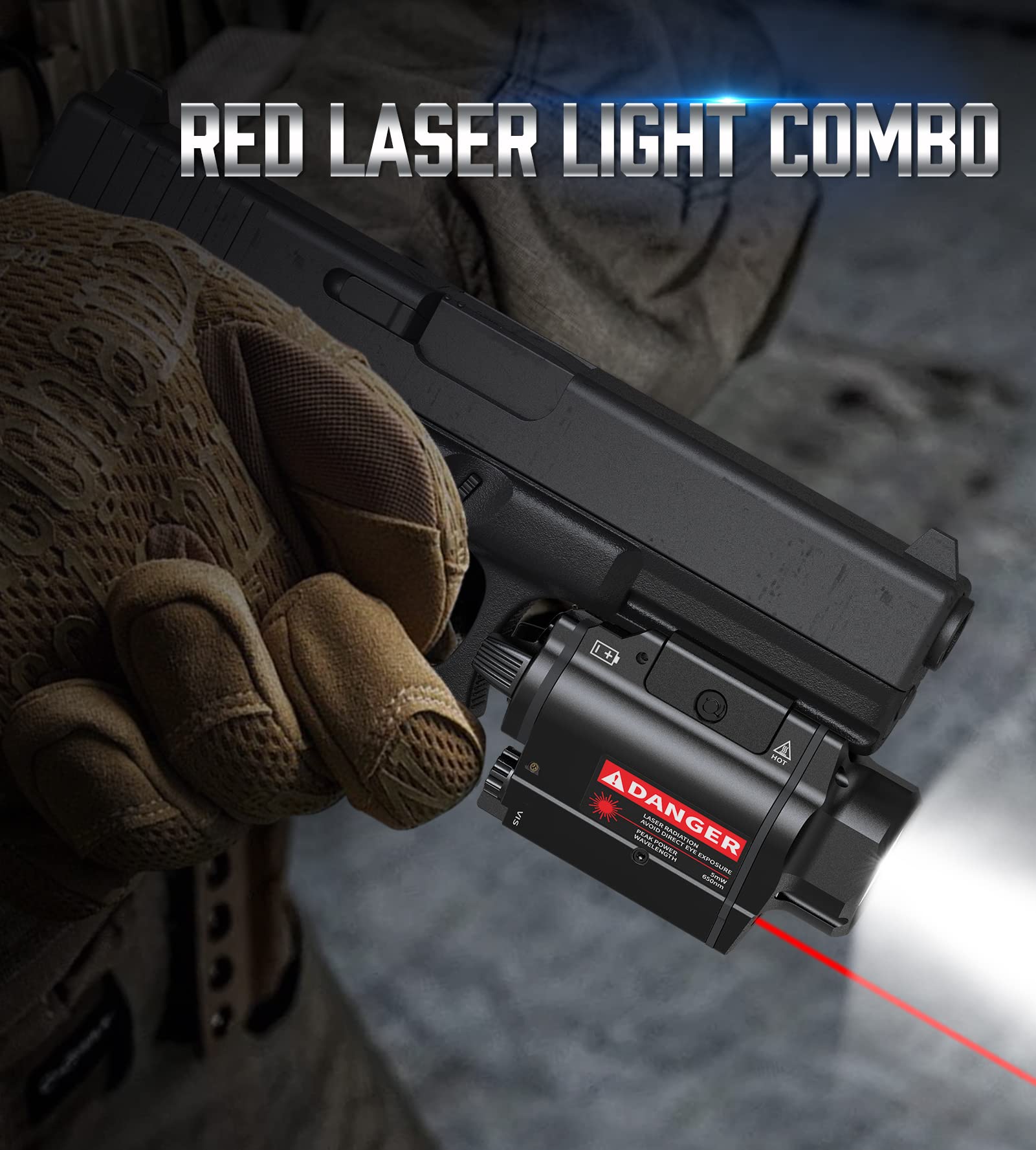 Feerien Red Laser Flashlight Combo 800 Lumen Pistol Laser Light for ...