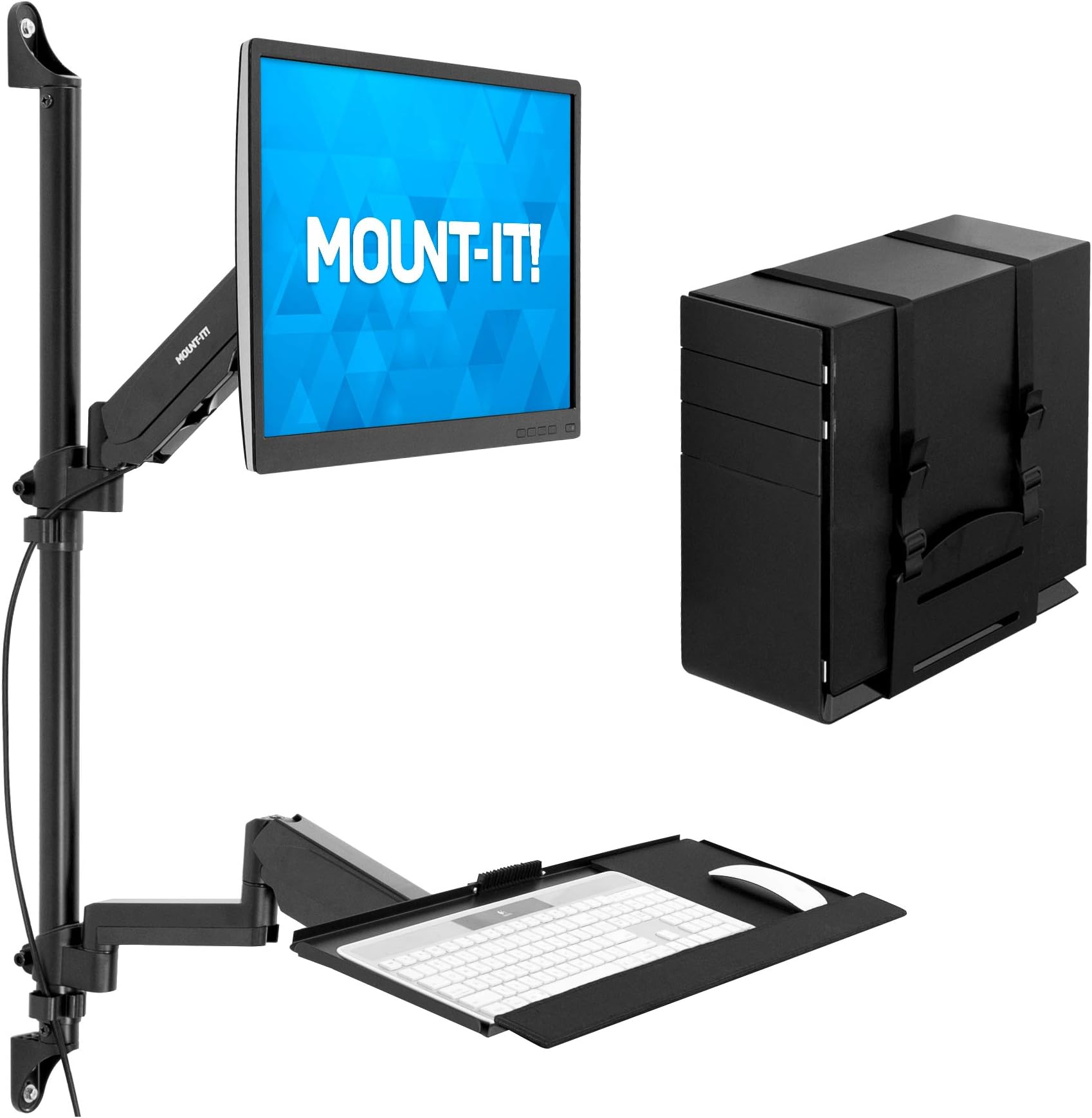 Mount-It! Wall Mount Workstation with Single Monitor Mount, Keyboard ...