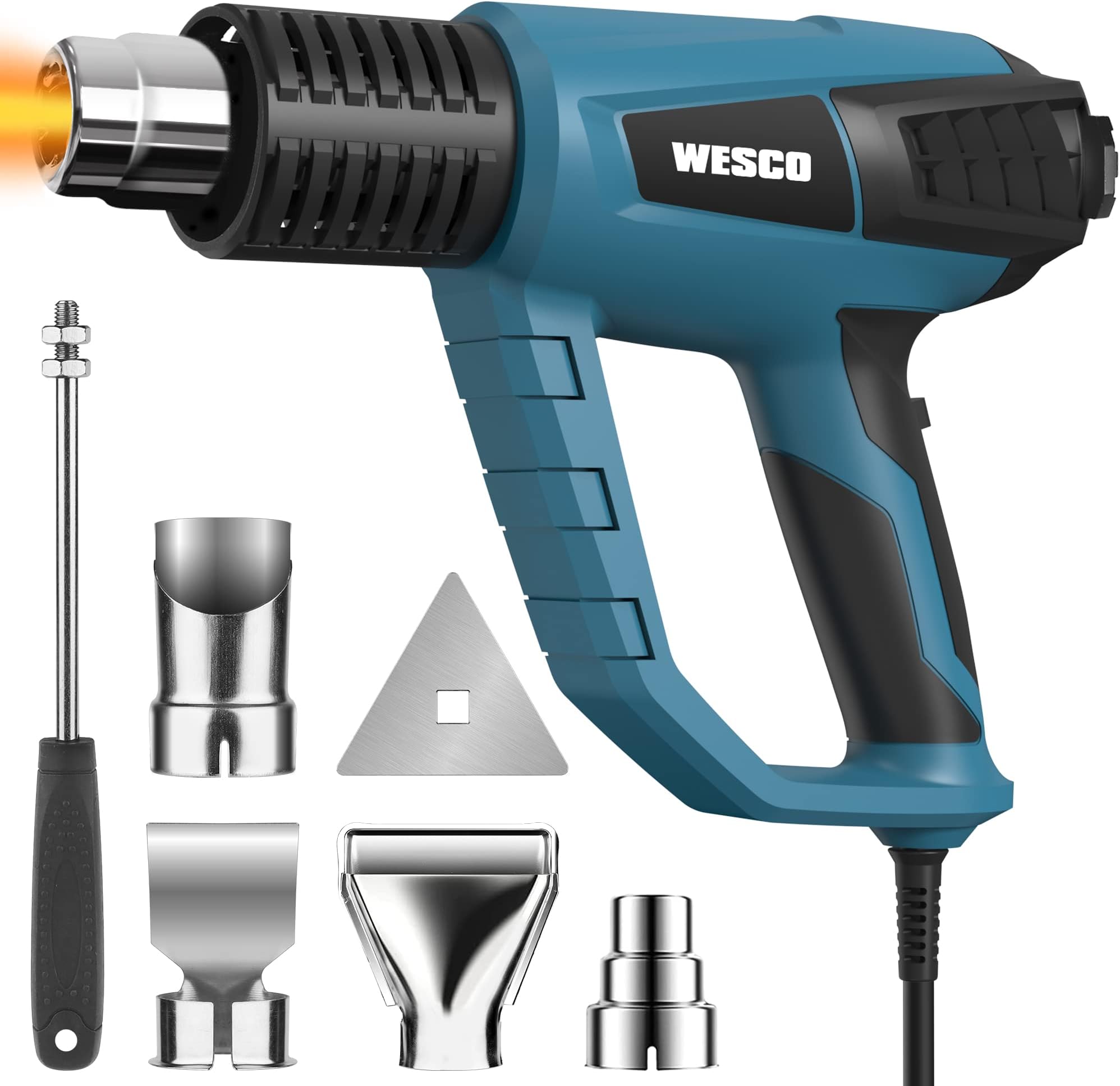 WESCO Heat Gun, 2000W Hot Air Gun, 3 Adjustable Temperature 50/400/600 ...
