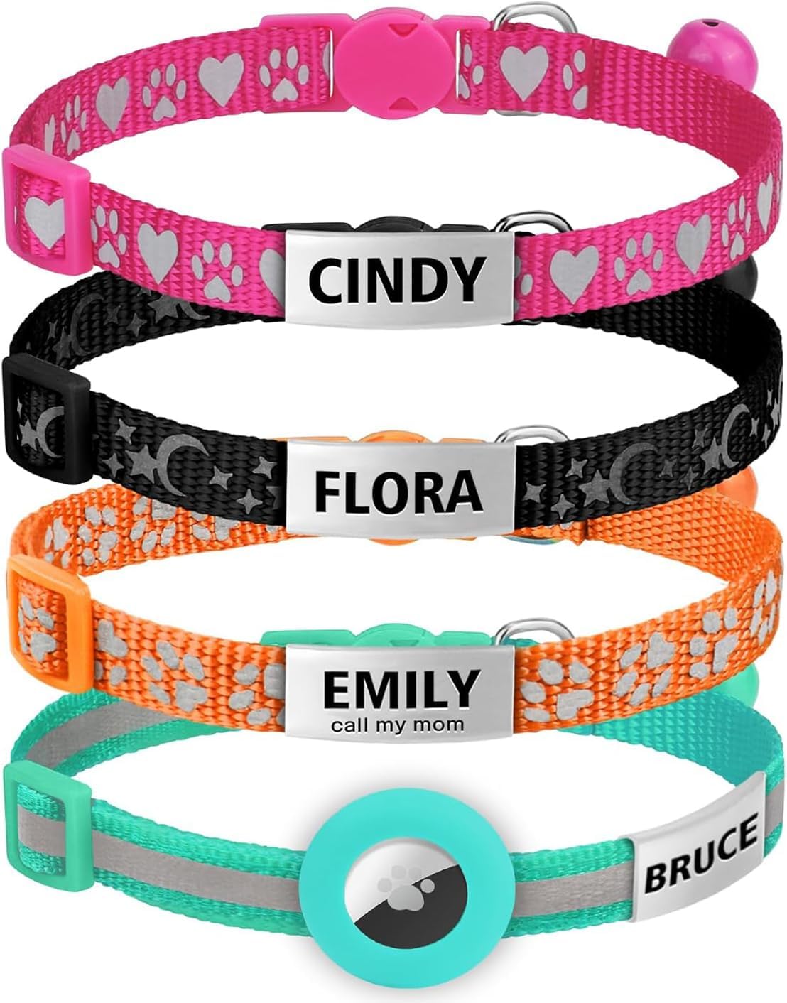 TagME Cat Collar with Name Tag, Personalised Quick Release Kitten ...
