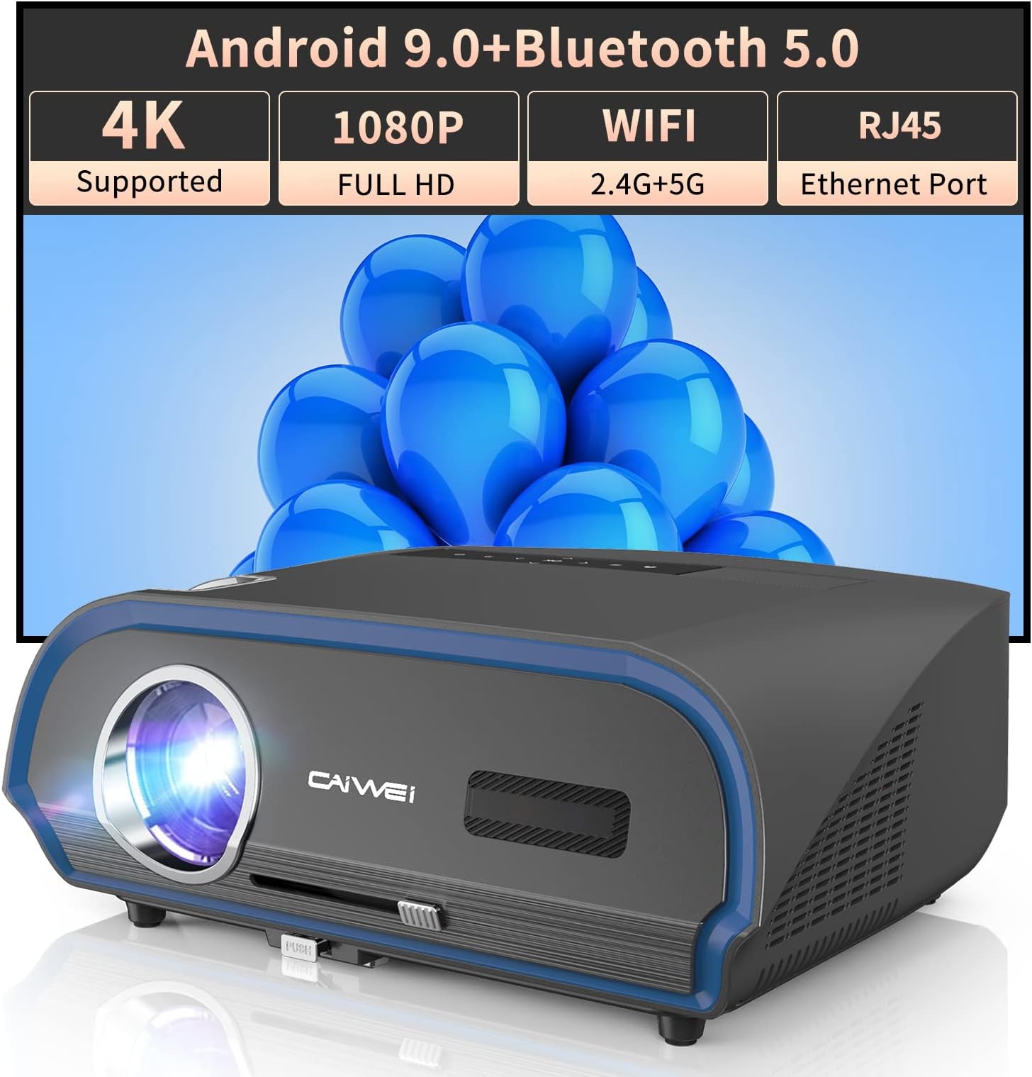 Smart 4K LED Projector Daylight 1100 ANSI, 5G WiFi Bluetooth LCD Video ...