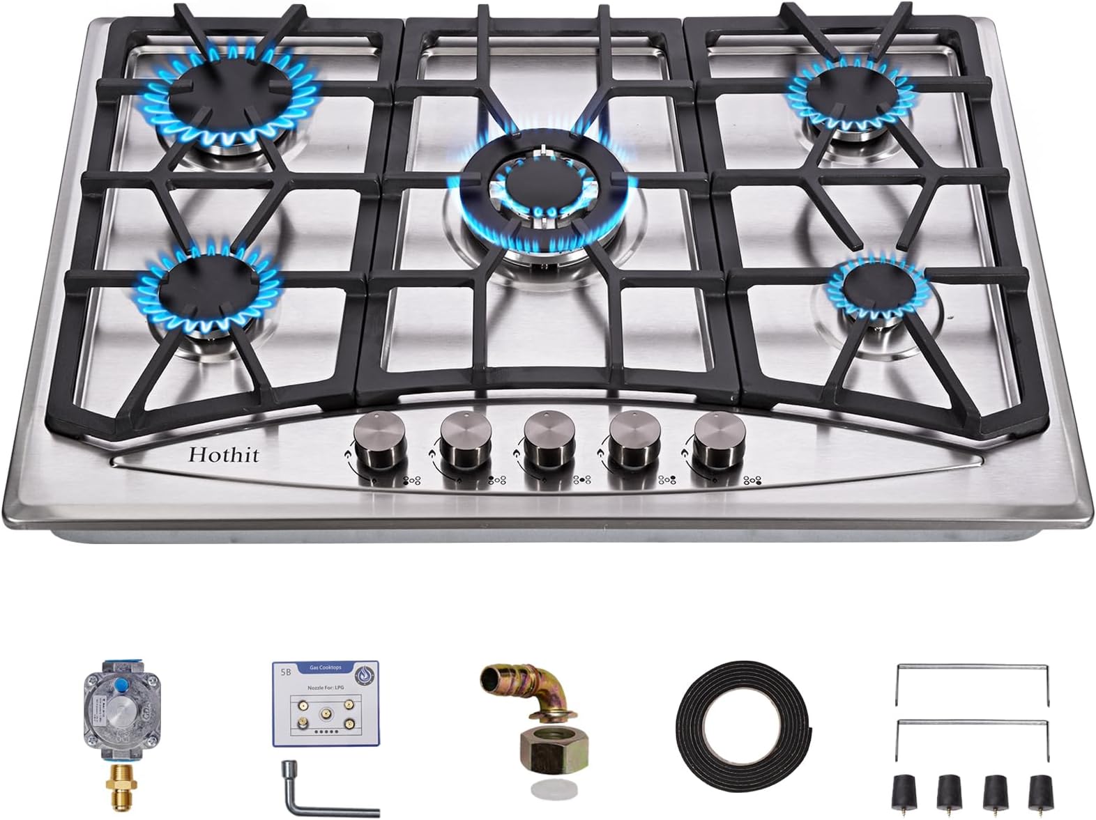 Amazon.com: Hothit Propane Gas Cooktop 30" Inch, 5 Burner Built-in ...