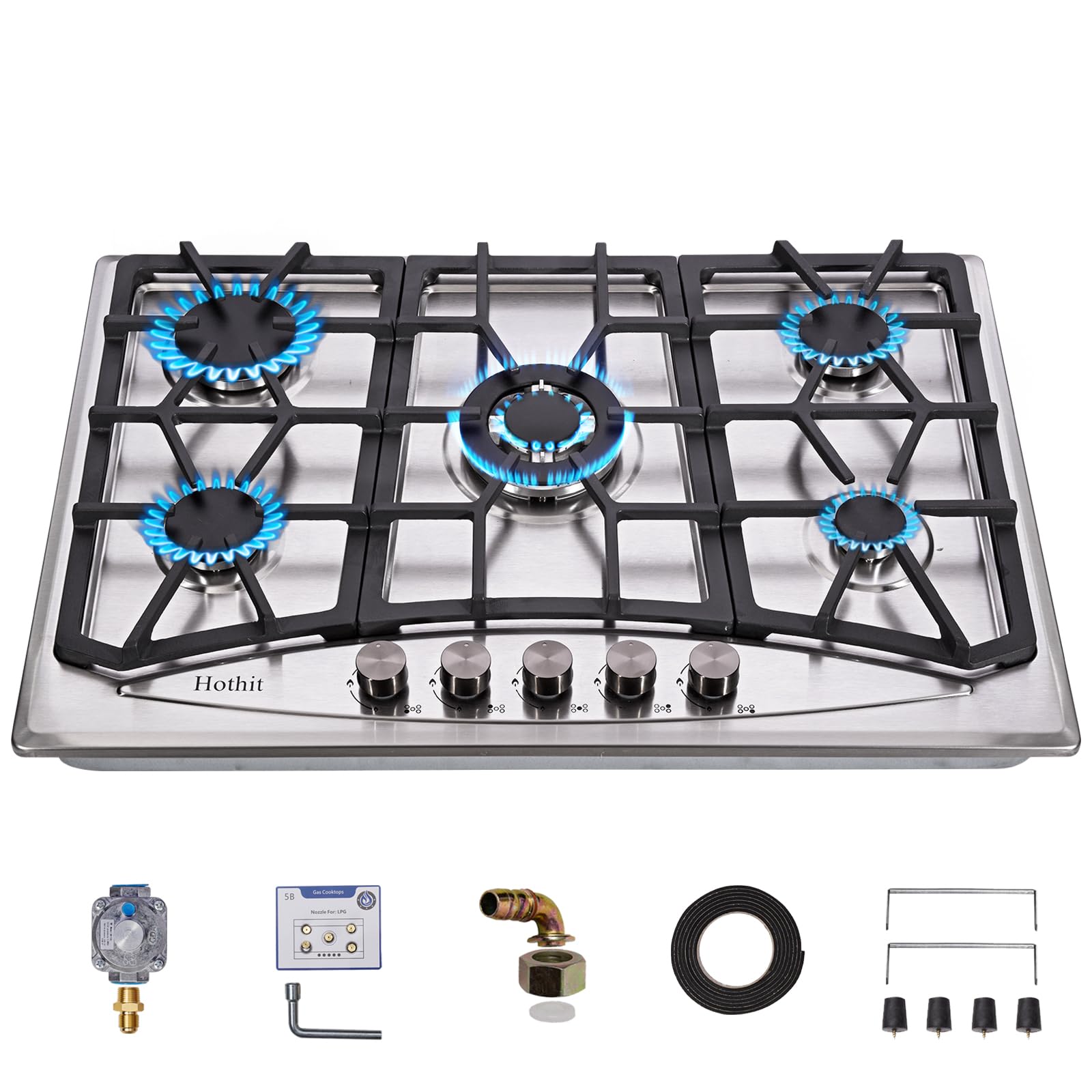 Snapklik.com : Hothit Propane Gas Cooktop 30 Inch, 5 Burner Built-in ...