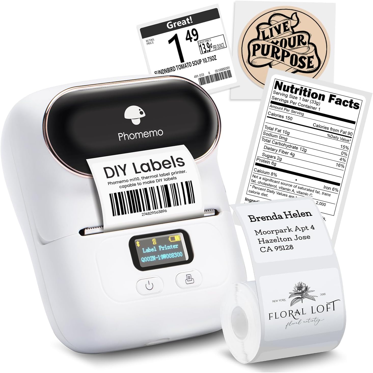 Phomemo Label Maker, Label Printer Thermal, M110 Bluetooth Sticker ...