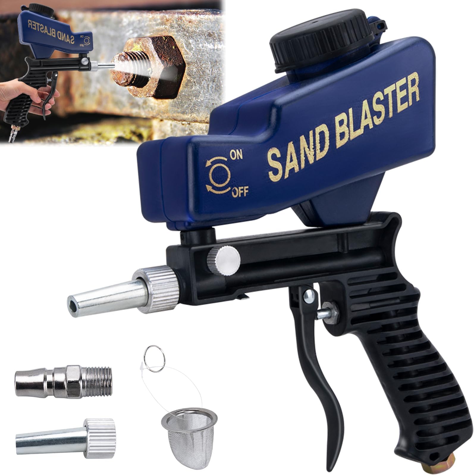 Amazon.com: Sand Blaster Gun Kit for Air Compressor, Hand Held Sand ...