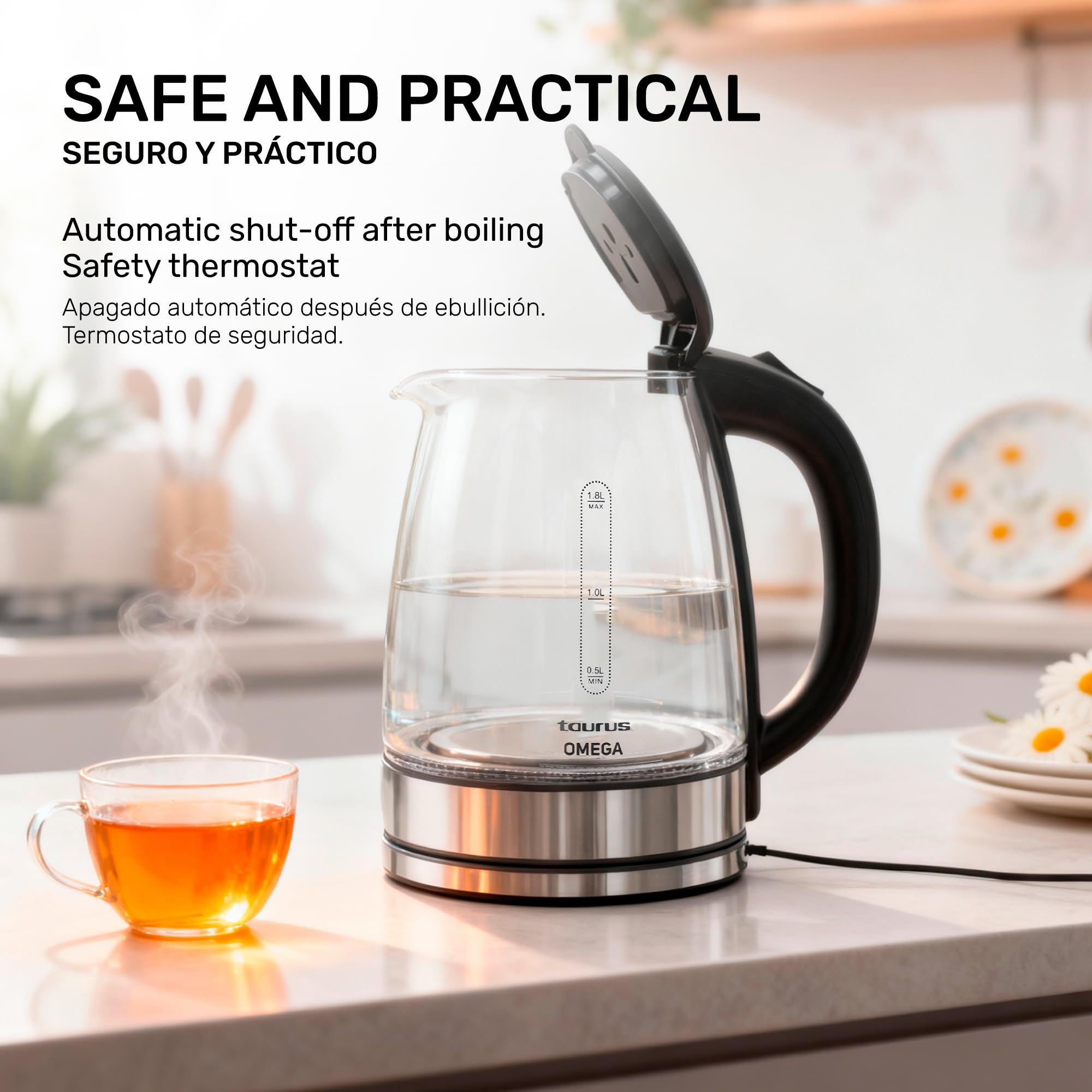 Snapklik.com : Taurus Cordless Electric Kettle 1.7L Stainless Steel Hot ...