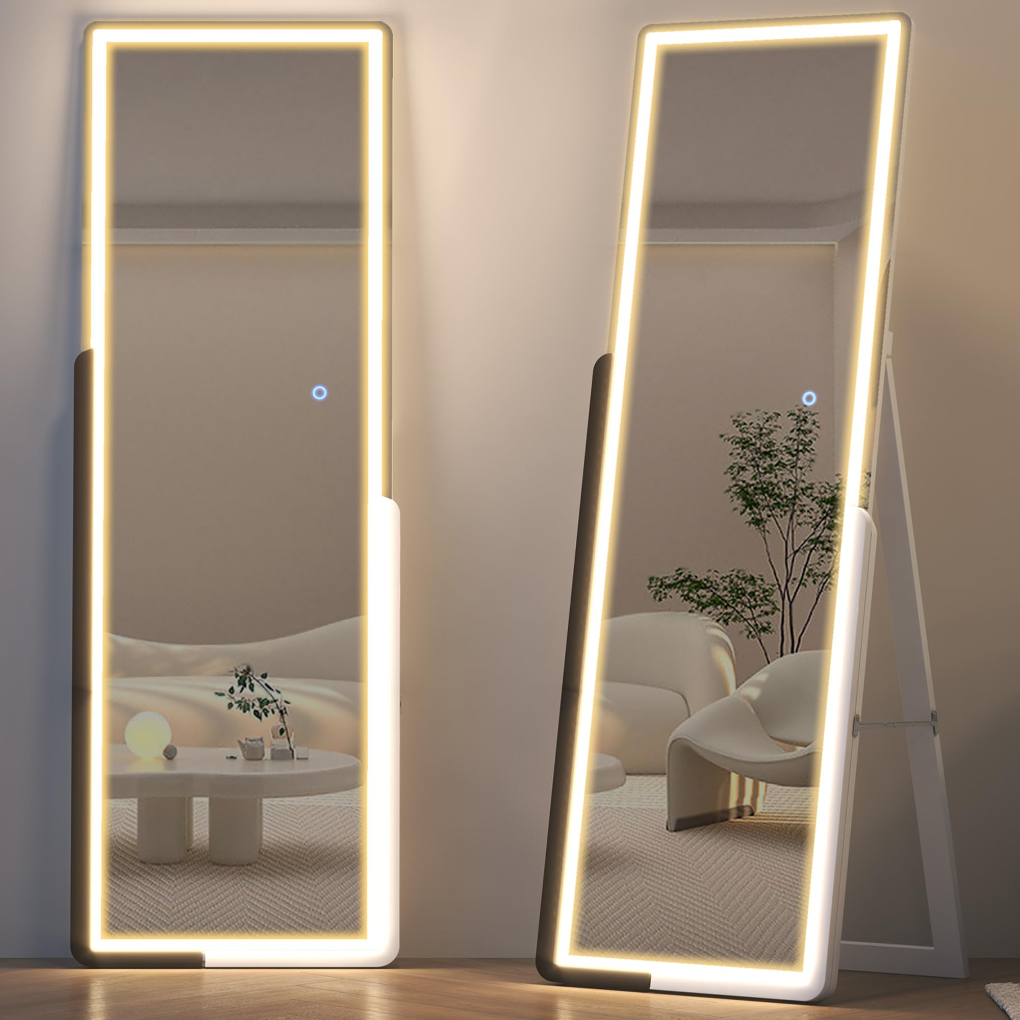 Vlsrka Full Length Mirror with LED Lights, 63"x20" Floor Full Body ...
