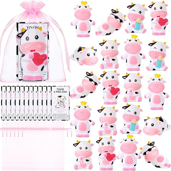 Amazon.com: Jenaai 50 Sets Cute Rubber Cow Gifts Set Include Squeak ...
