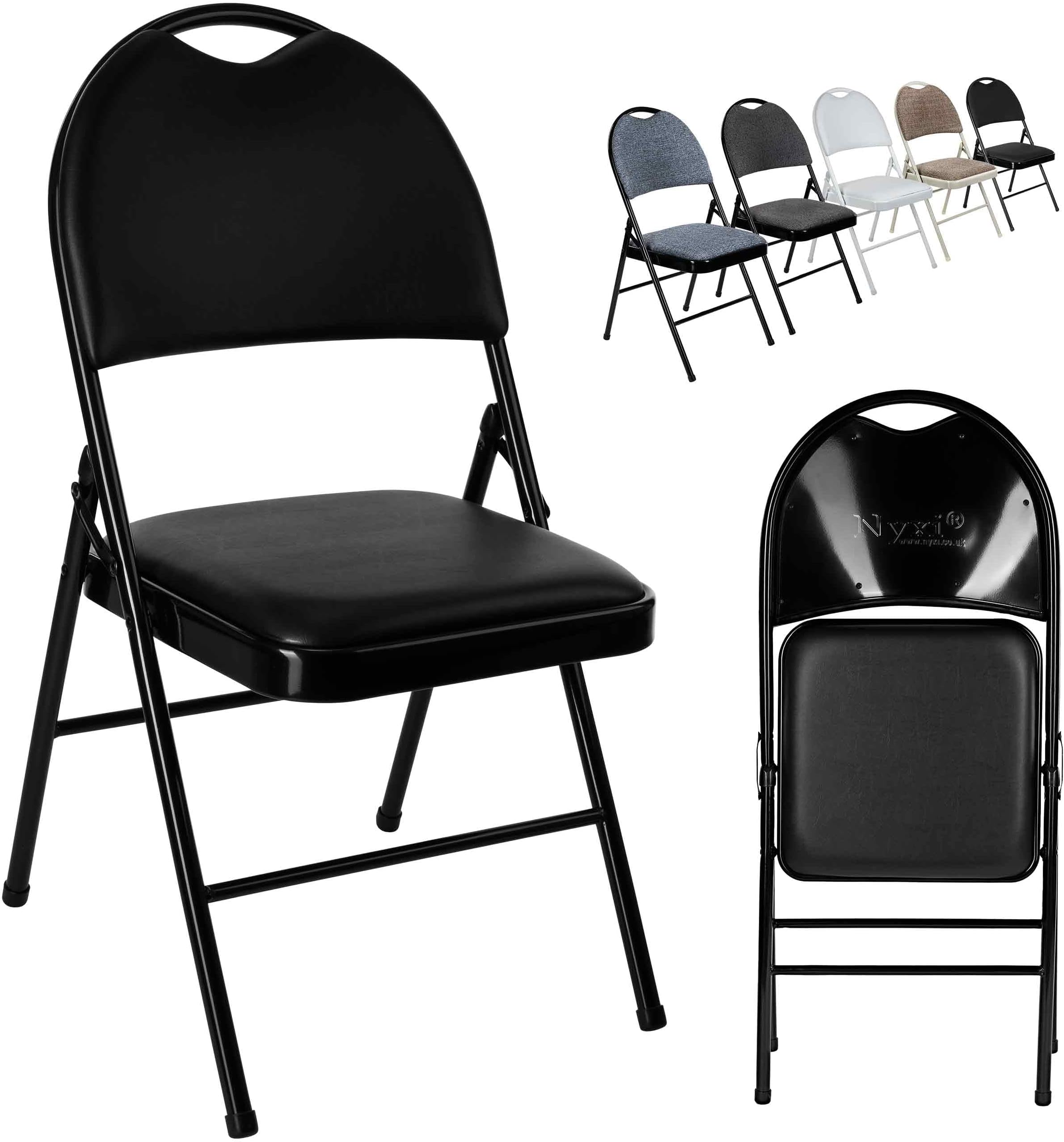 Harbour Housewares Padded Folding Chairs - Easy Store Metal Frame ...