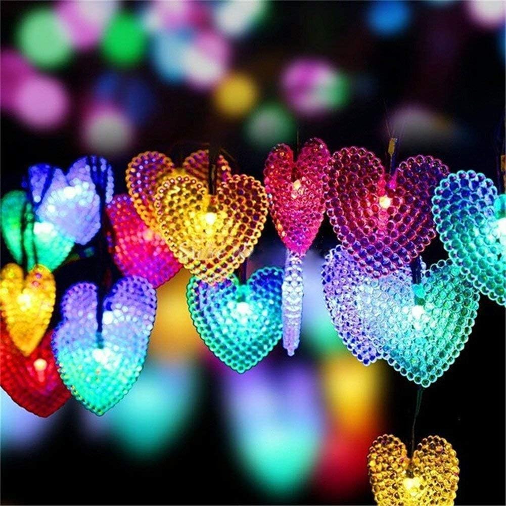 WONFAST Solar Heart String Lights, Waterproof 20ft 30 LED Heart-Shaped ...