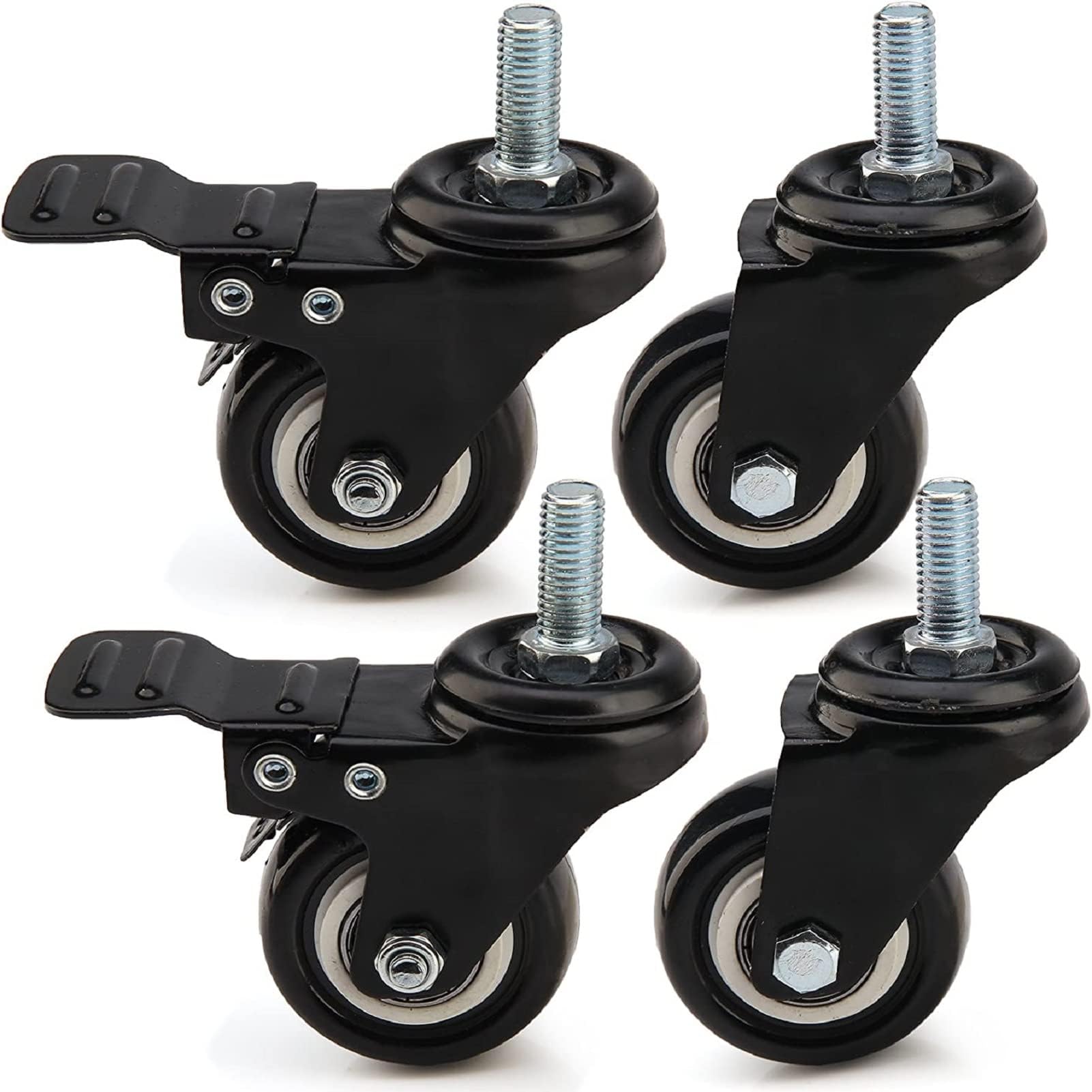 Holdfiturn 4Pcs Heavy Duty Castor Wheels Spiral Caster 50mm Rubber PU ...
