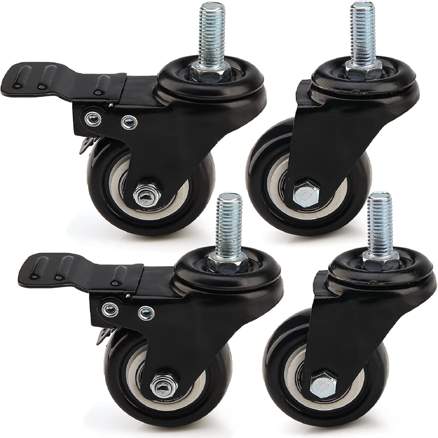 Holdfiturn 4Pcs Heavy Duty Castor Wheels Spiral Caster 50mm Rubber PU ...