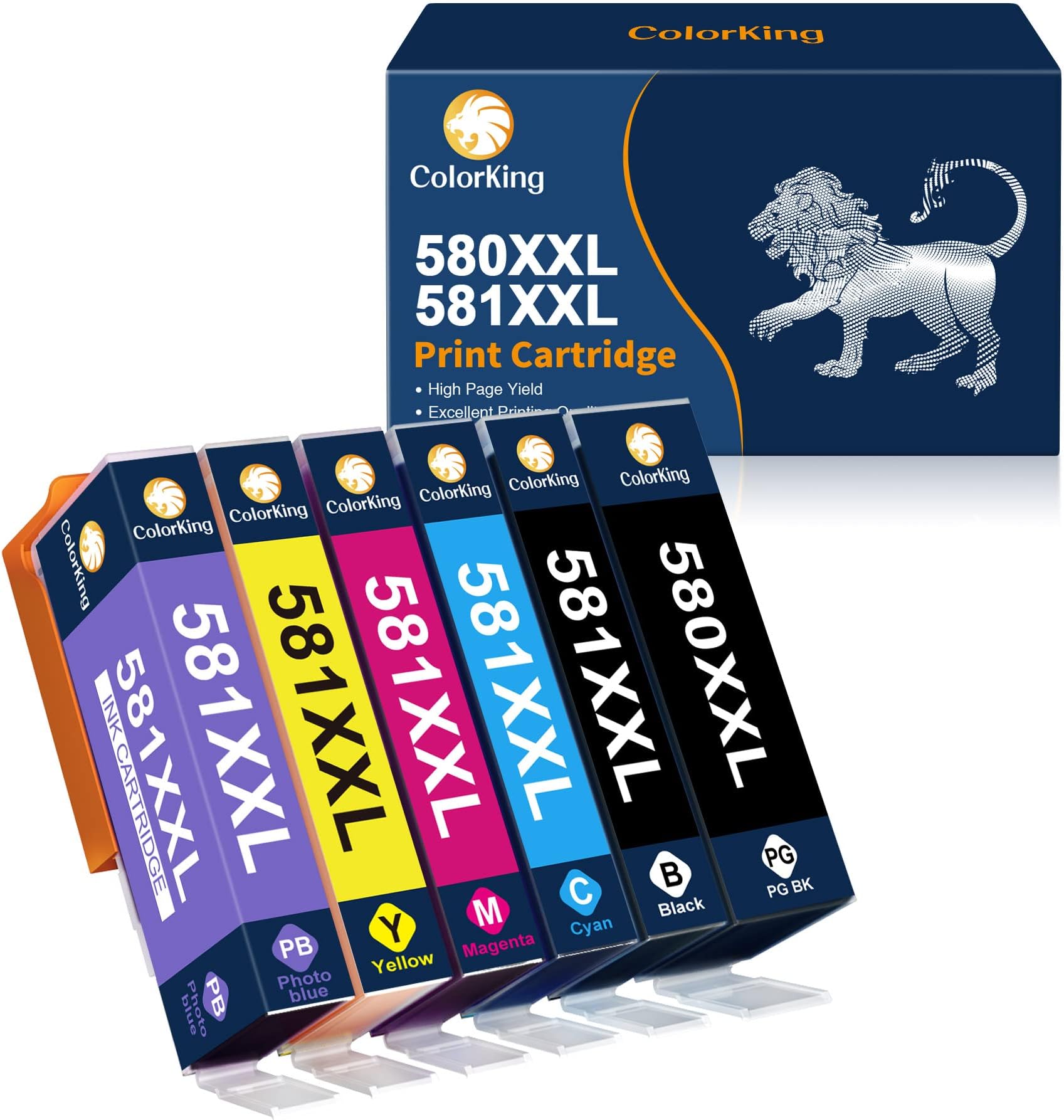 GPC Image 6-Pack PGI-580 CLI-581 XXL Compatible for Canon 580 581 Ink ...