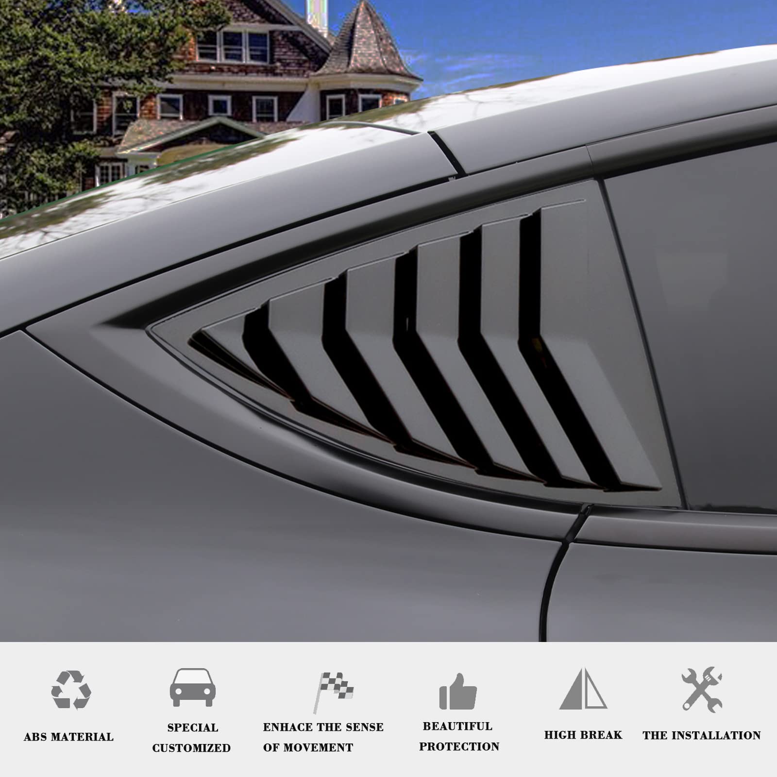 Snapklik.com : YHCDSEA For Model Y Side Window Louver Cover Sport Style ...
