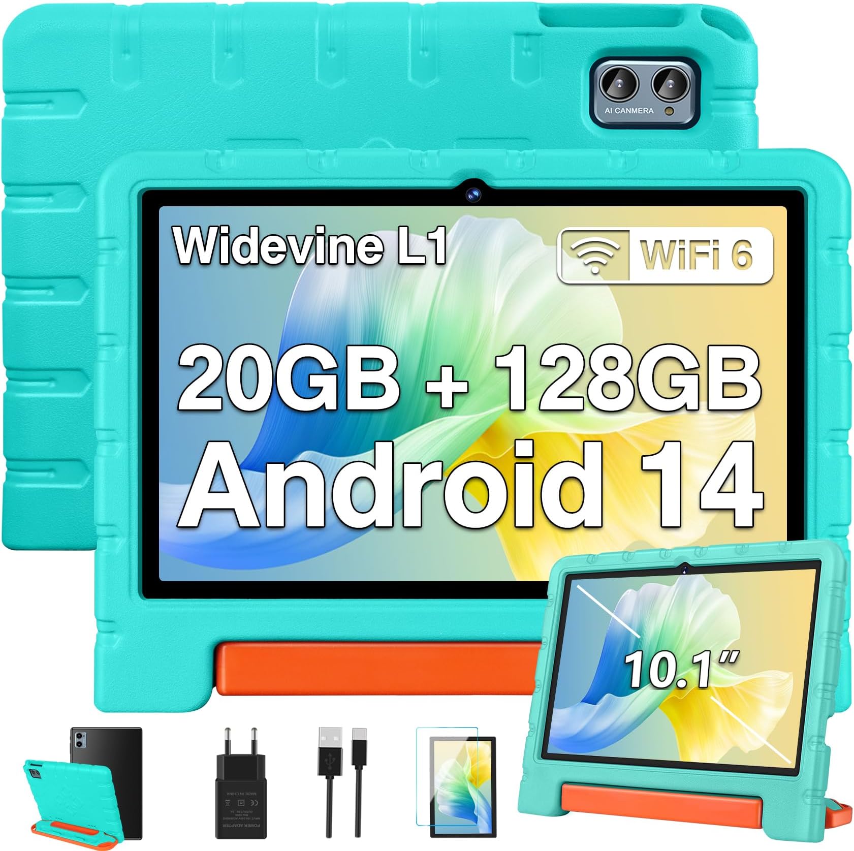 ZIOVO Kinder Tablet 10 Zoll Android 14 Tablet, 20 GB RAM+128GB ROM ...