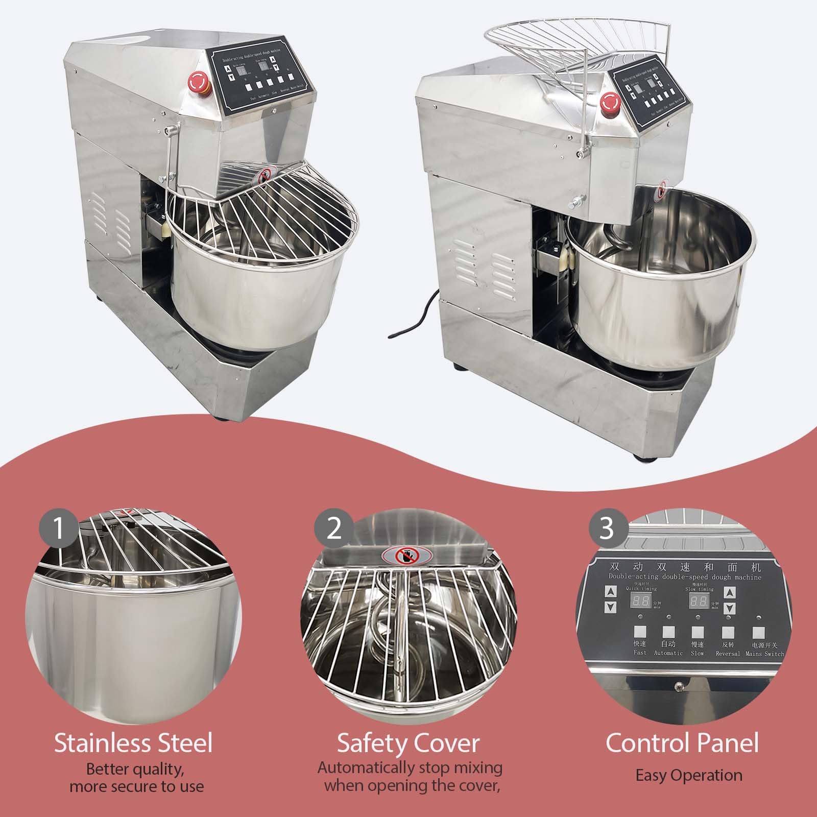 1100w Dough Machine 40QT 1100W - Double Action Spiral Mixer With ...
