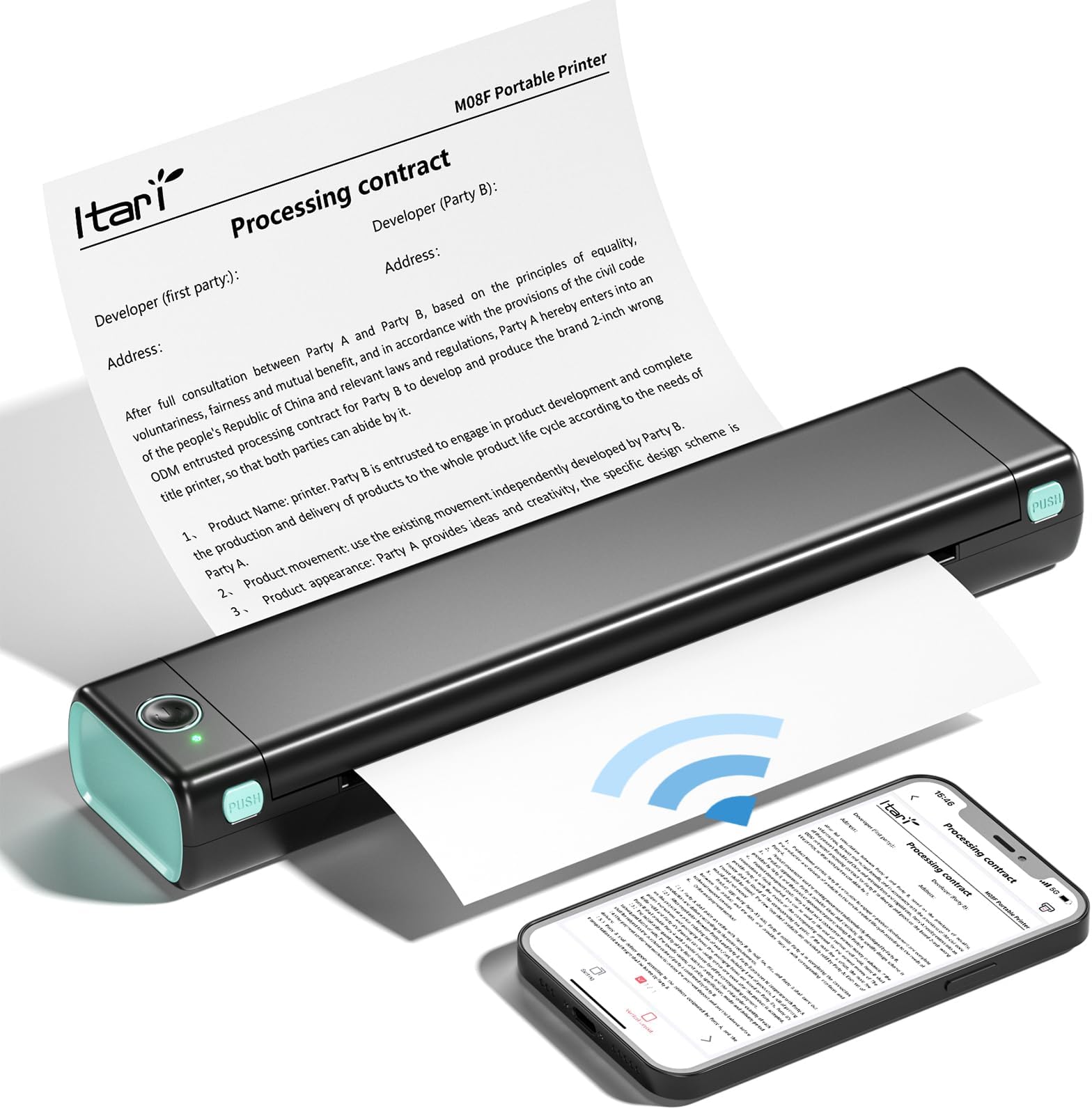 Itari Portable Wireless Printer, Small Bluetooth A4 Mobile Printer for ...