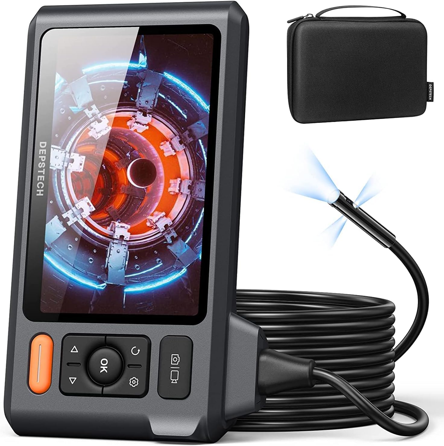 DEPSTECH Triple Lens Borescope Inspection Camera, 5" IPS Screen ...