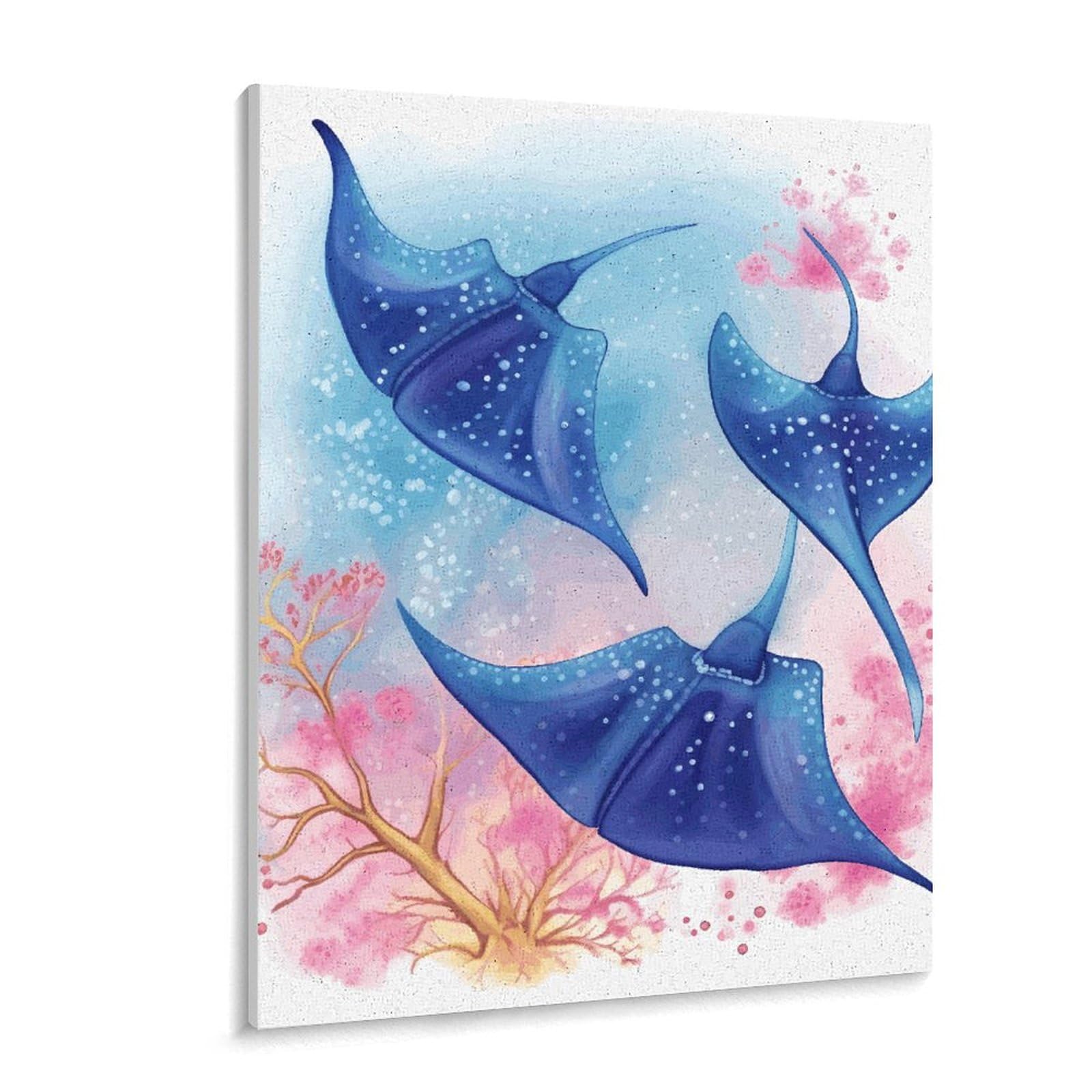 Stingray Painting Stingray Pastel Watercolour 4 Canvas Print By