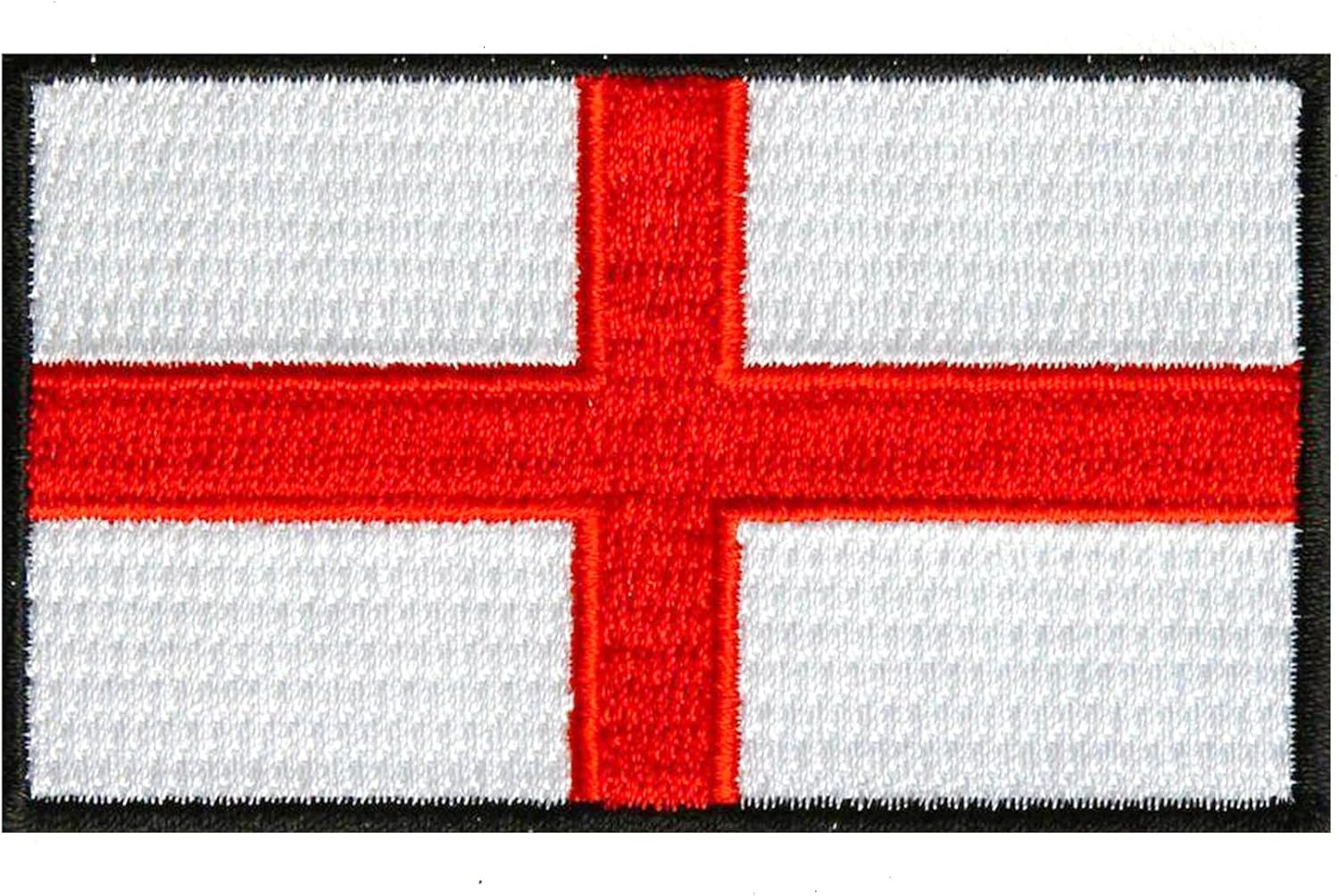 England National Country Flag Black Border Iron Sew on Embroidered ...